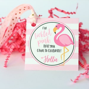 Flamingo Birthday Party Favor Tags/stickers - Flamingo Birthday ...