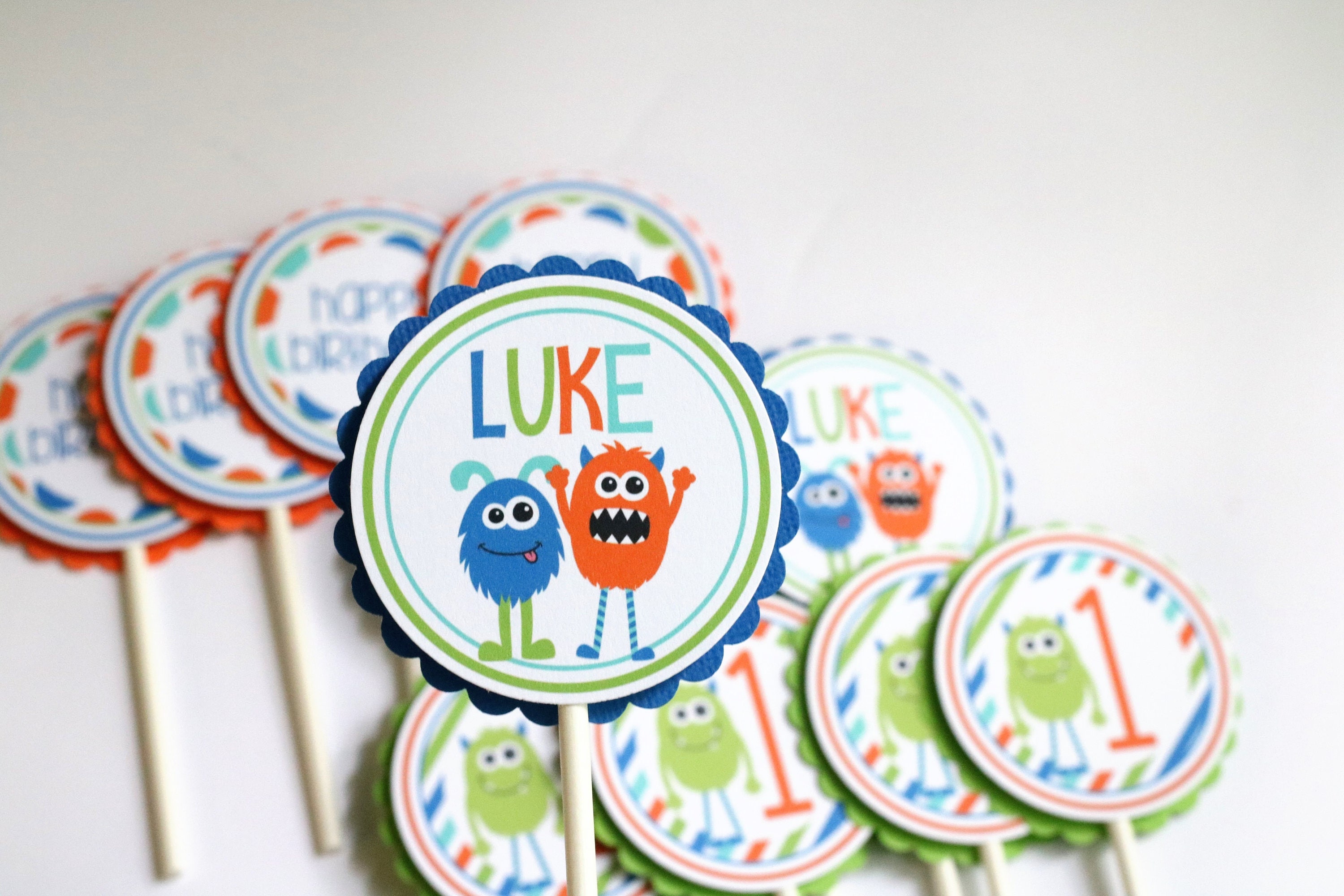 Monster Birthday Cupcake Toppers Little Monster Birthday - Etsy