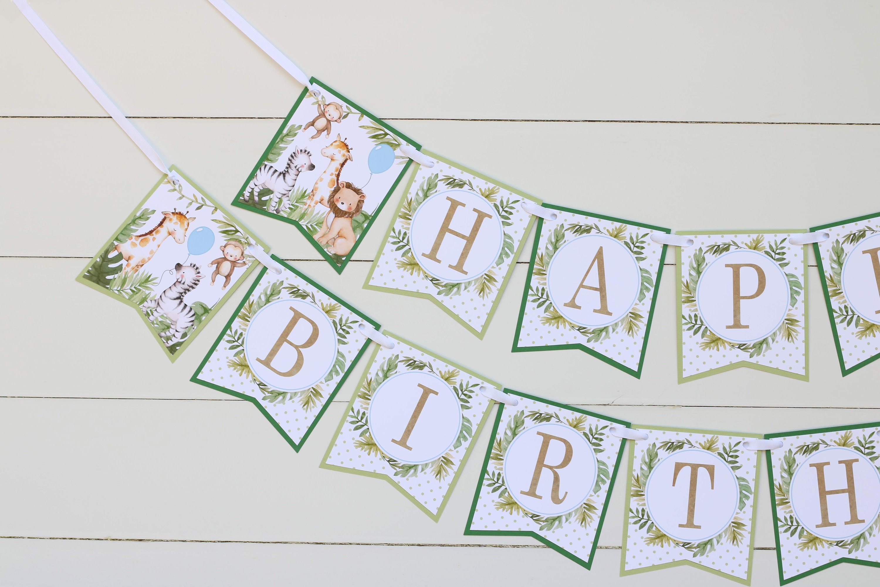 Jungle Animals Birthday Banner Safari First Birthday Banner - Etsy