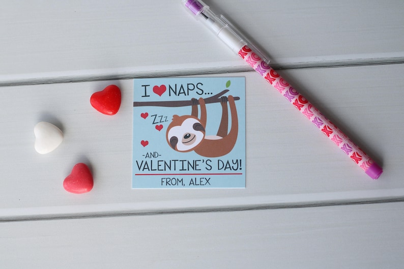 INSTANT DOWNLOAD Sloth Valentine Sloths Personalized - Etsy