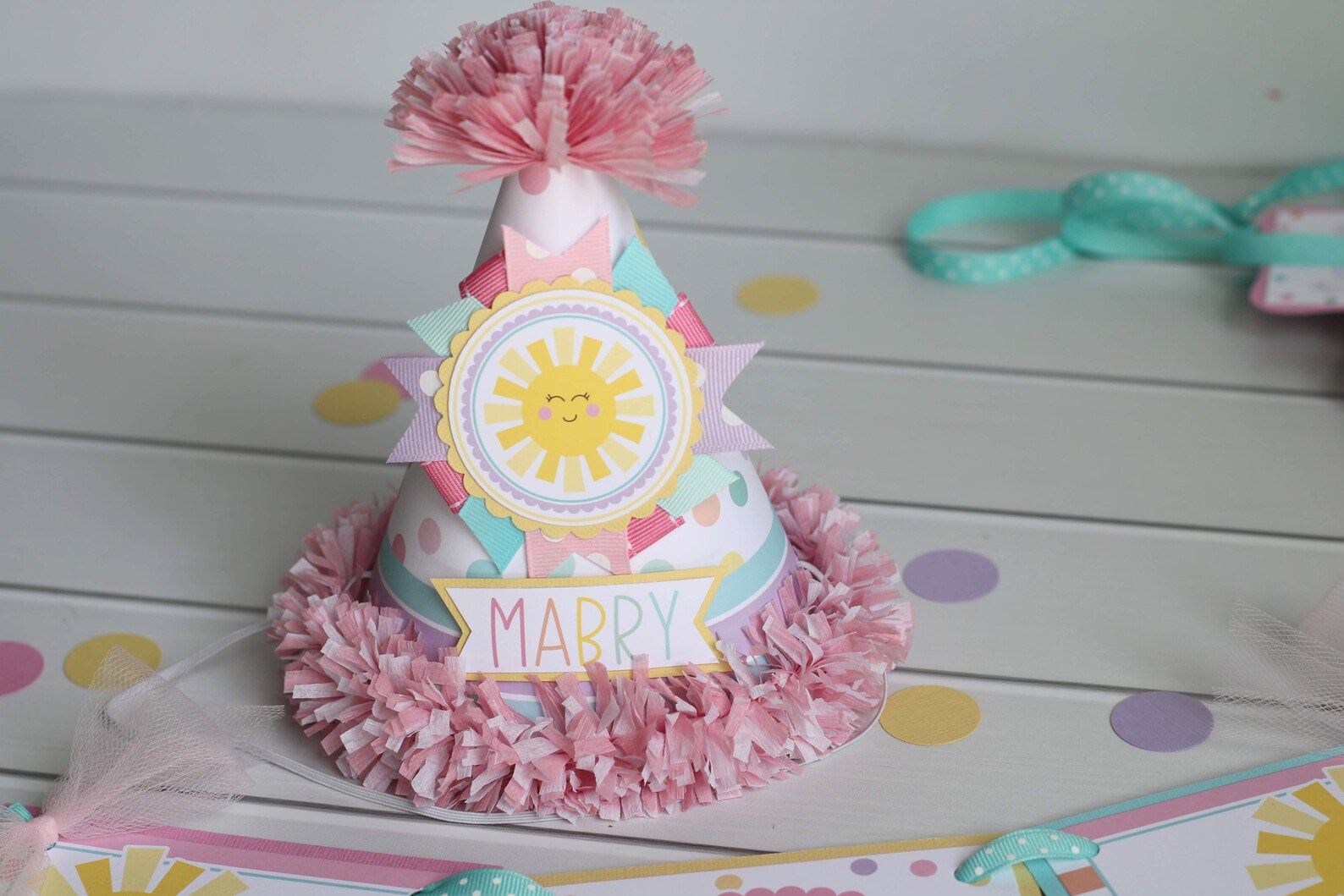 Rainbow Sunshine Birthday Party Hat Pastel Rainbow First | Etsy