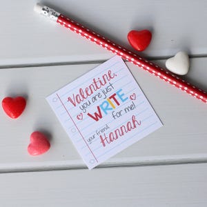 Pencil Valentine, Printable Pencil Valentine, Noncandy Valentine ...