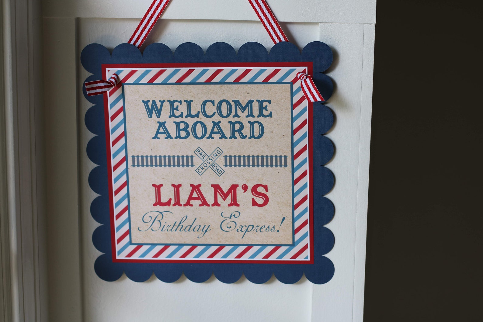 Vintage Train Birthday Welcome Aboard Door Sign Choo Choo - Etsy