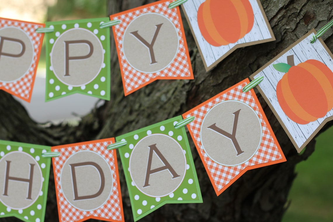 Pumpkin Boy Birthday Banner - Little Pumpkin Birthday Decorations Fully ...