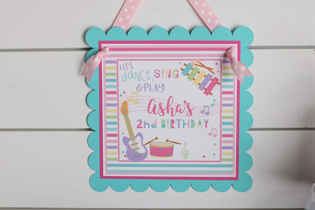 Music Birthday Welcome Door Sign - Musical Instruments Birthday ...