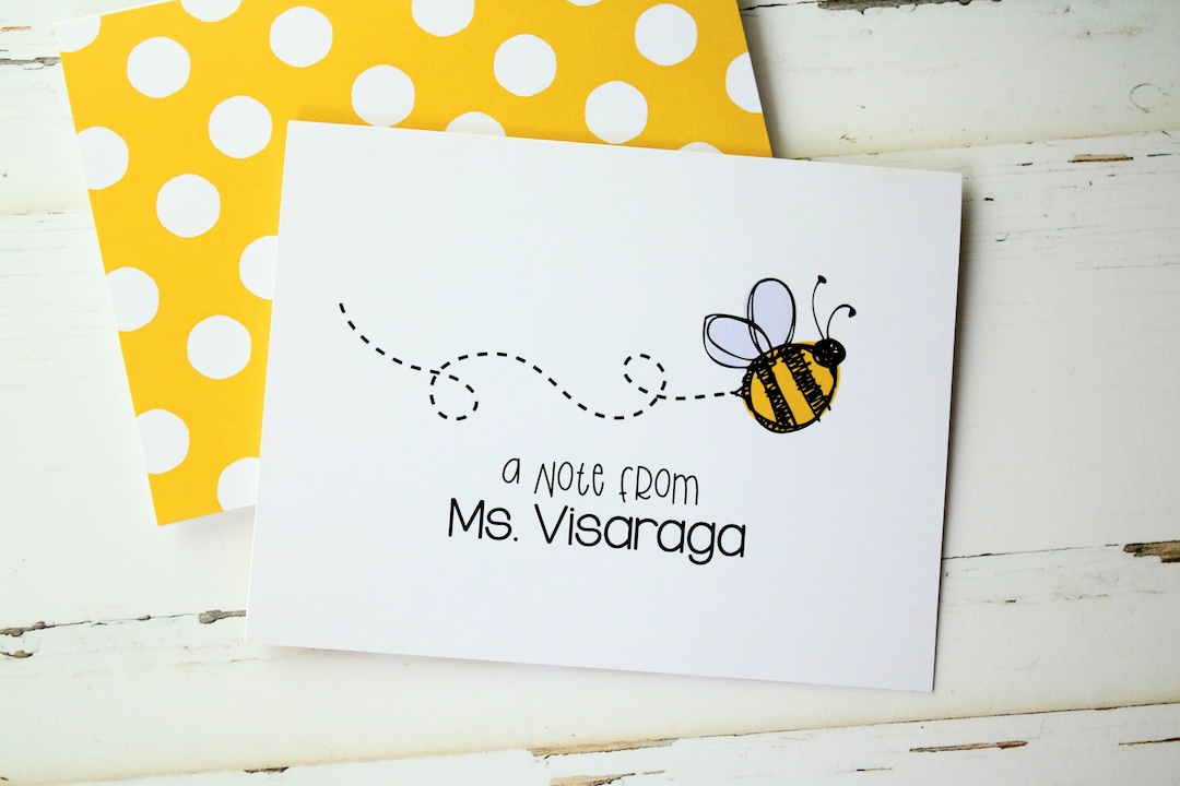 Bumblebee Personalized Notecards, Bee Stationery for Teachers, Teacher ...