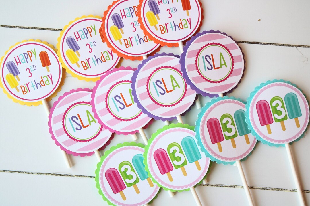 Popsicle First Birthday Cupcake Toppers, Popsicle Birthday Party, Ice ...