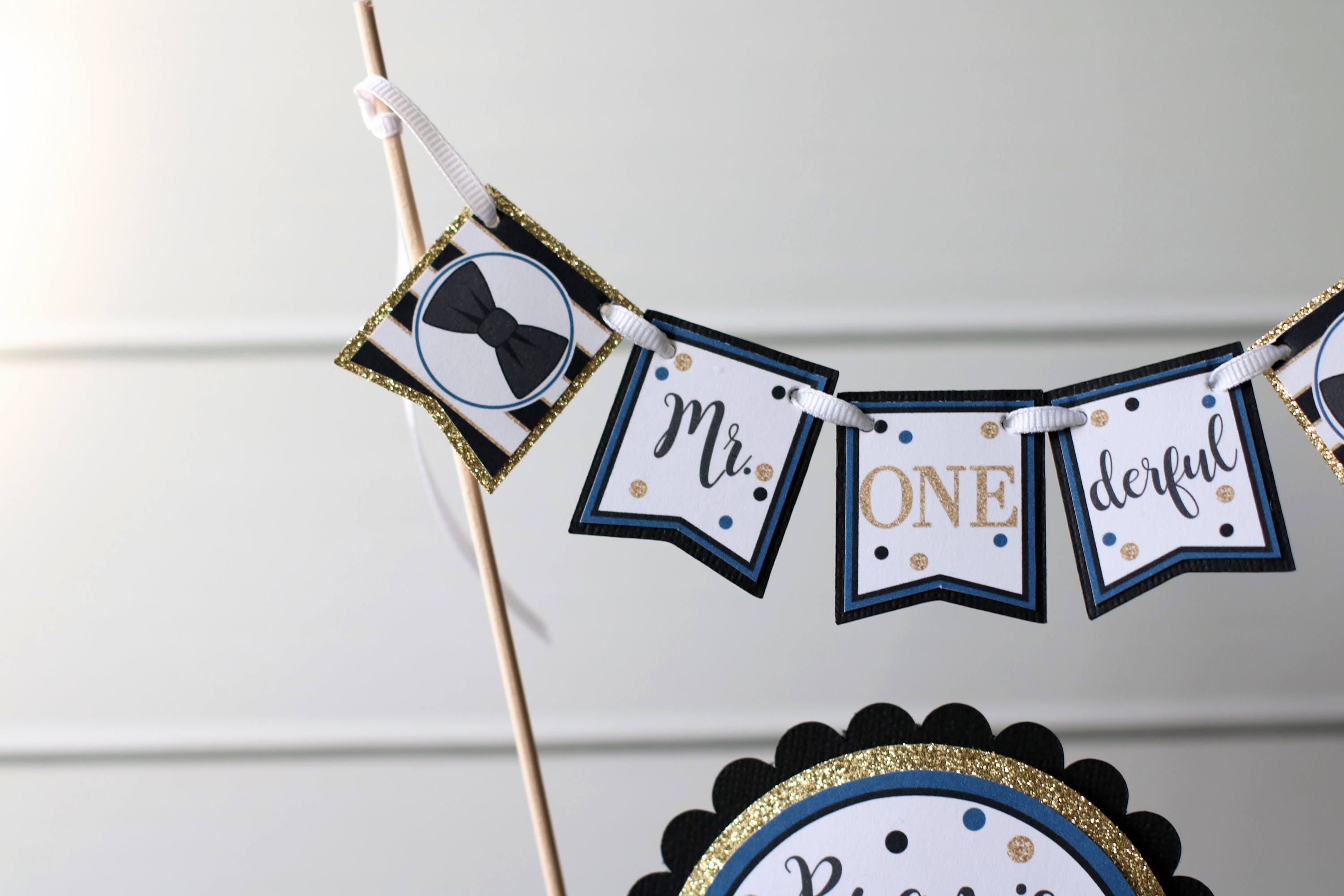Mr. Onederful Cake Topper Set - Little Gentleman Cake Bunting & Topper ...