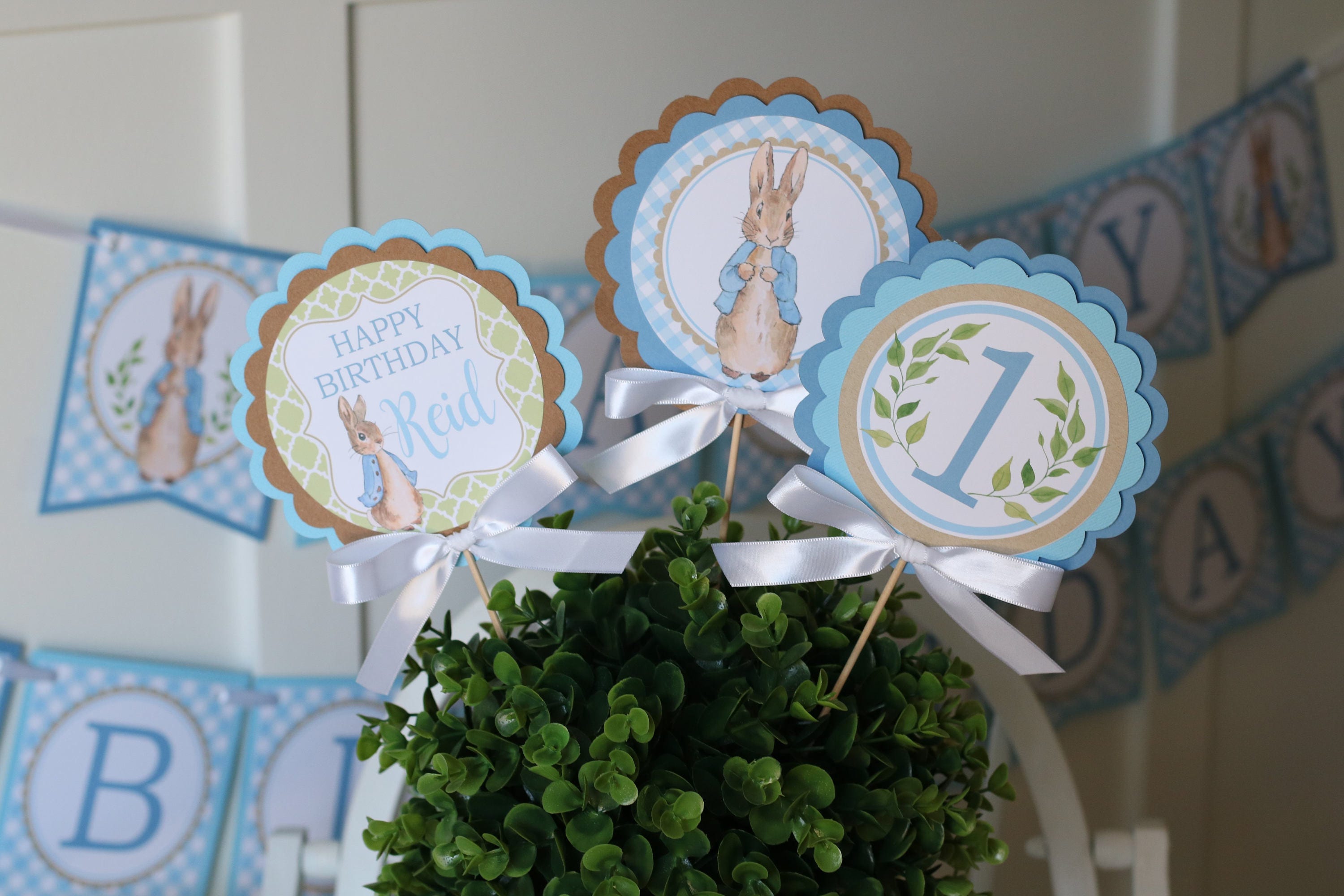 Peter Rabbit Birthday Centerpiece Sticks - First Birthday Table ...