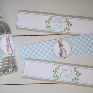 Peter Rabbit Water Bottle Labels, Bunny Birthday Decorations, Boy ...