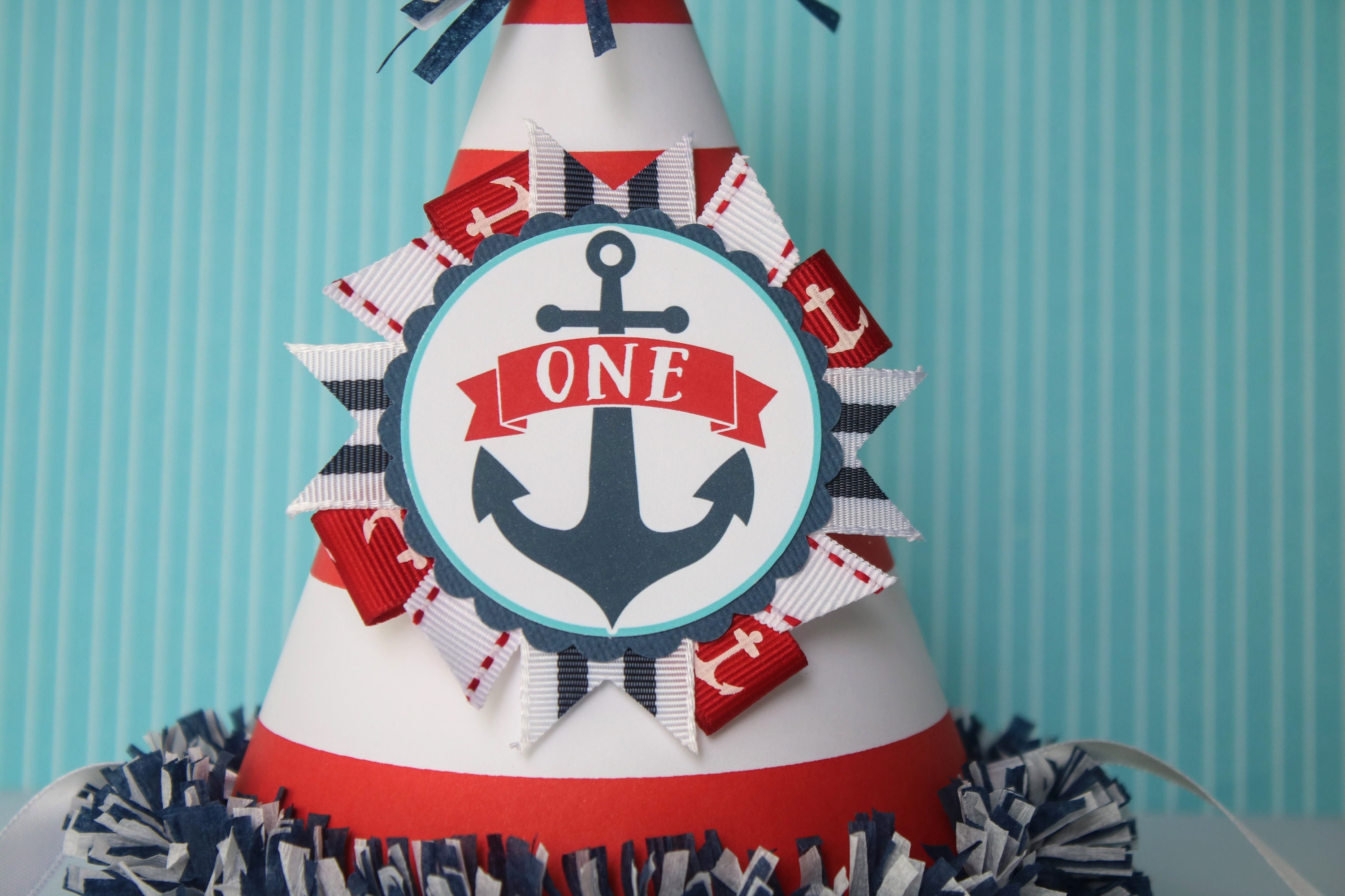 Nautical Birthday Party Hat Nautical Anchors Birthday Boy - Etsy