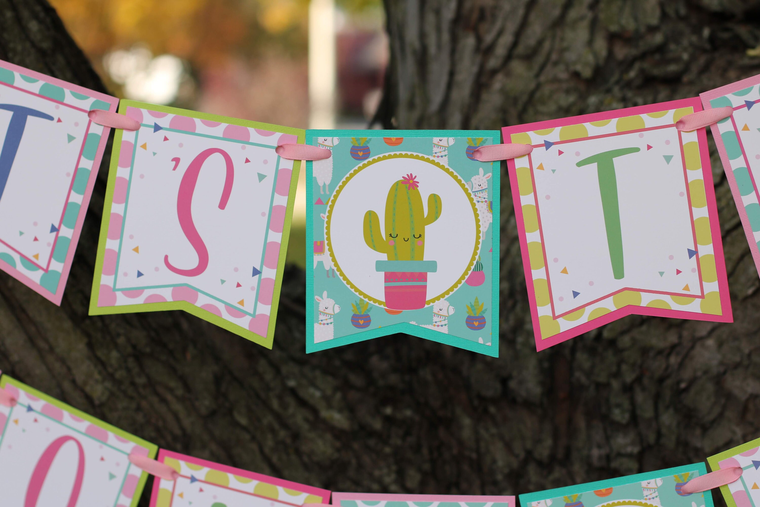 Llama Cactus Birthday Banner Let's Taco Bout It Fiesta - Etsy