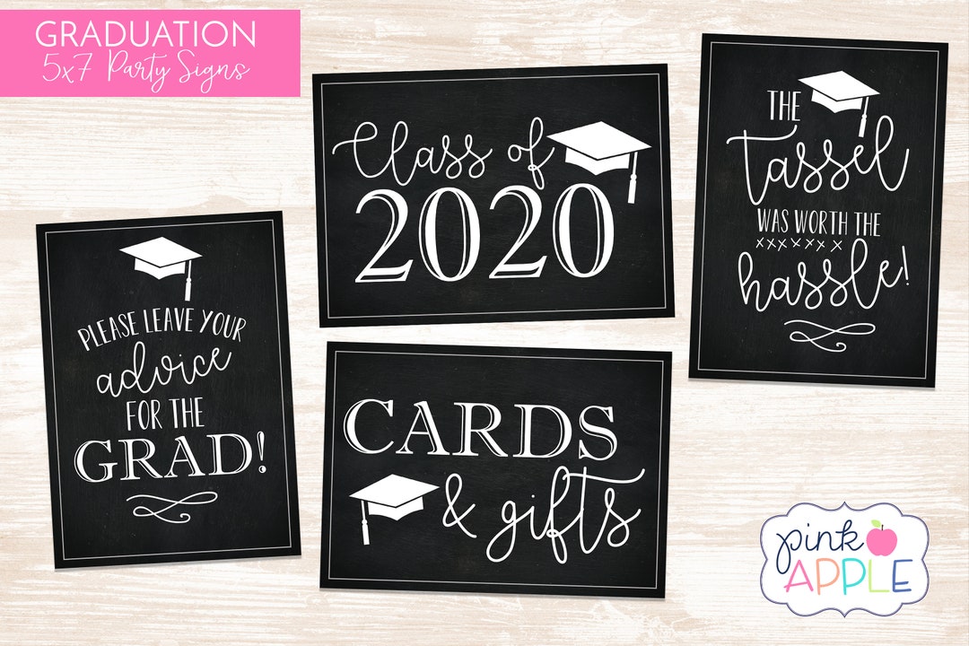 Graduation Party Signs, Set of 4 Printable 5x7 Signs for Graduation ...