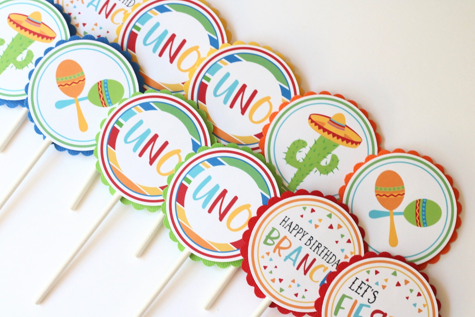 Fiesta Cupcake Toppers - Mexican Fiesta Birthday Party or Baby Shower ...