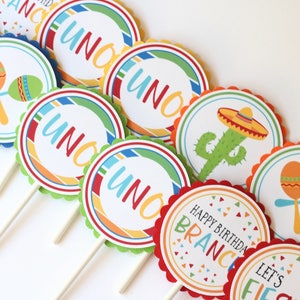 Fiesta Cupcake Toppers - Mexican Fiesta Birthday Party or Baby Shower ...