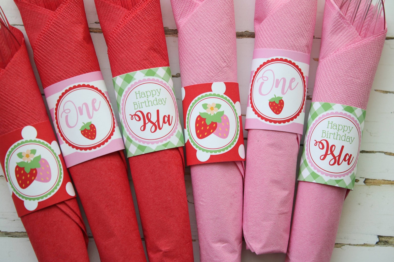 Strawberry Birthday Cutlery Sets, Berry First Birthday Silverware Sets ...