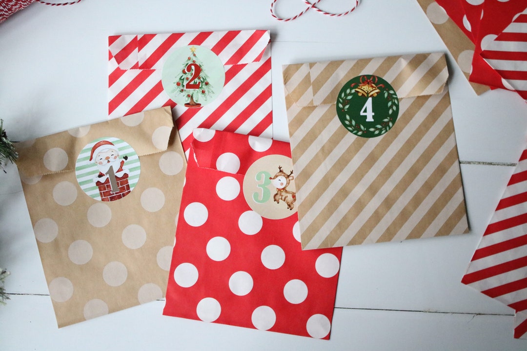Advent Calendar, Countdown to Christmas, Advent Bags + Stickers, Advent ...