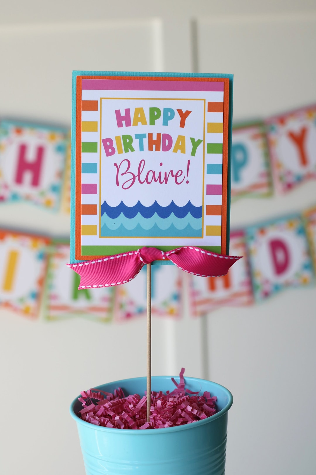 Beach Ball GIRL Pool Party Birthday Centerpiece Sticks, Girly Beach ...