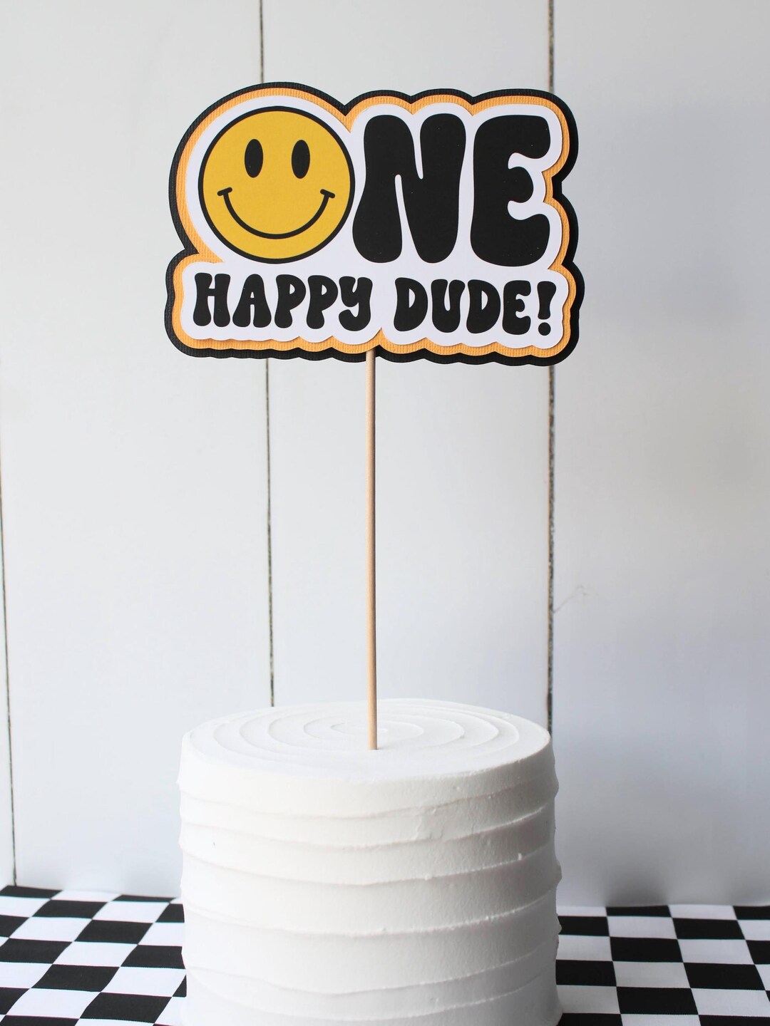 One Happy Dude Cake Topper or Centerpiece Stick, Smiley Face Happy Dude ...
