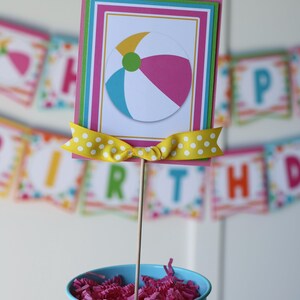 Beach Ball GIRL Pool Party Birthday Centerpiece Sticks, Girly Beach ...
