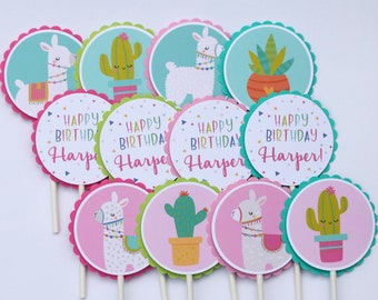 Llama Cactus Birthday Banner Let's Taco Bout It Fiesta | Etsy
