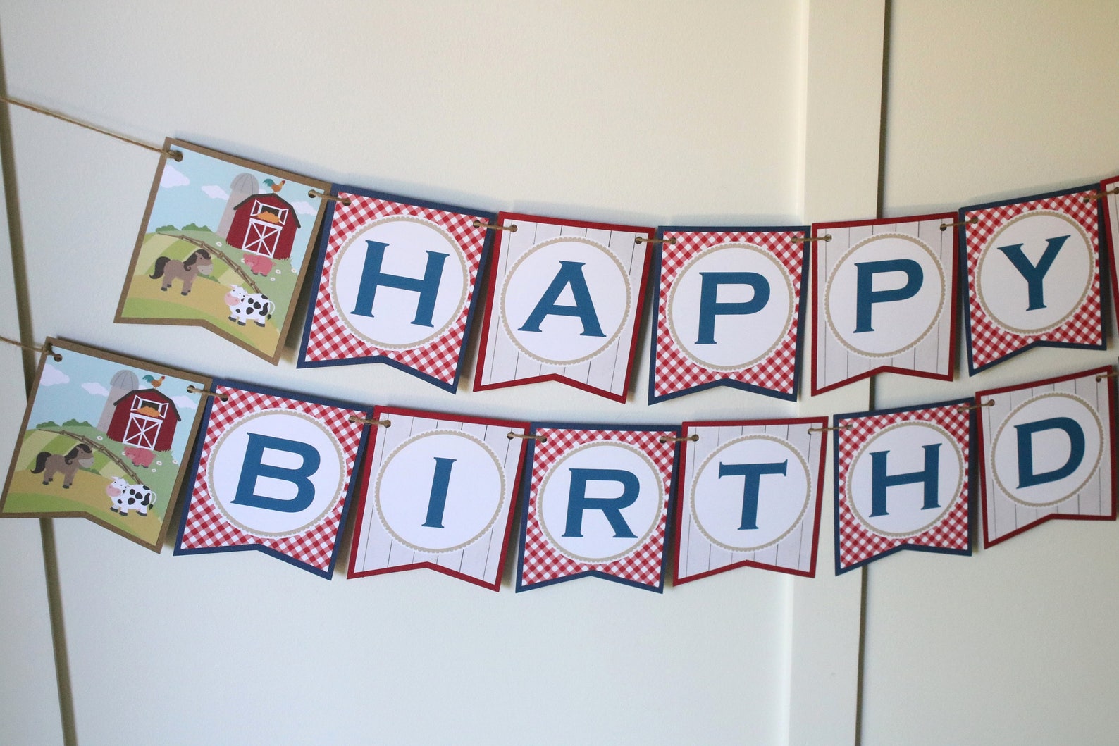 Farm Birthday Banner - Farm Happy Birthday Banner - Barnyard Animals ...