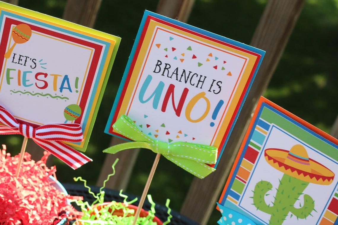 Fiesta Birthday Centerpiece Sticks, Cactus Party Decorations, My First ...