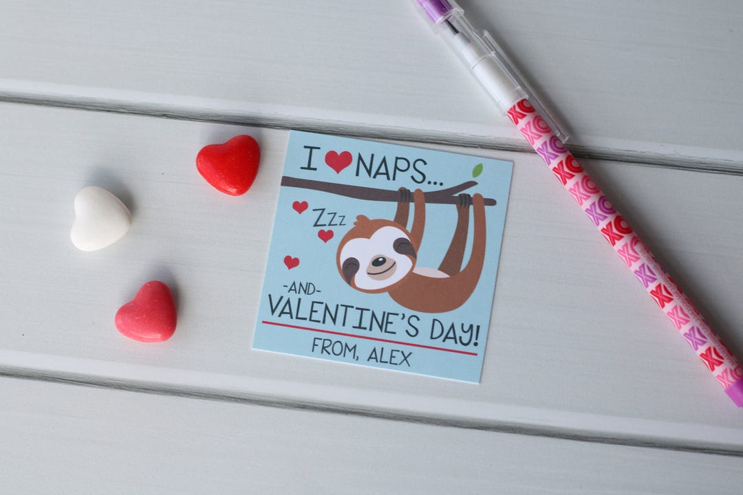 INSTANT DOWNLOAD Sloth Valentine, Sloths Personalized Printable ...