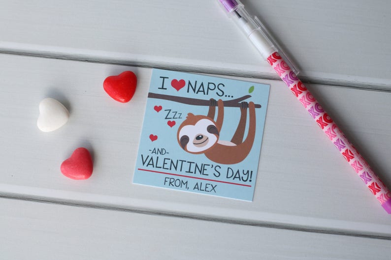 INSTANT DOWNLOAD Sloth Valentine Sloths Personalized - Etsy