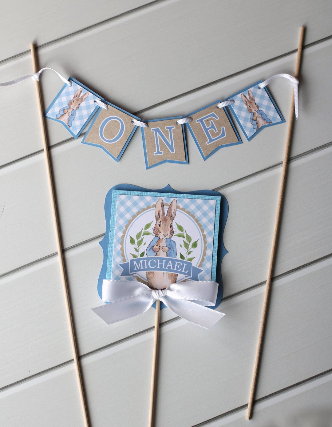 Peter Rabbit Cake Topper Set - Cake Bunting & Topper Set - Spring Bunny ...