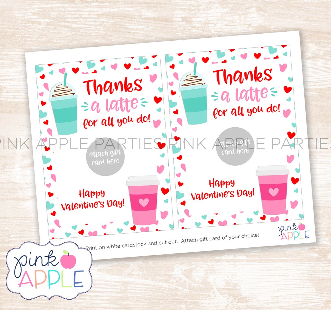 Thanks A Latte Teacher Valentine Card Coffee Teacher - Etsy