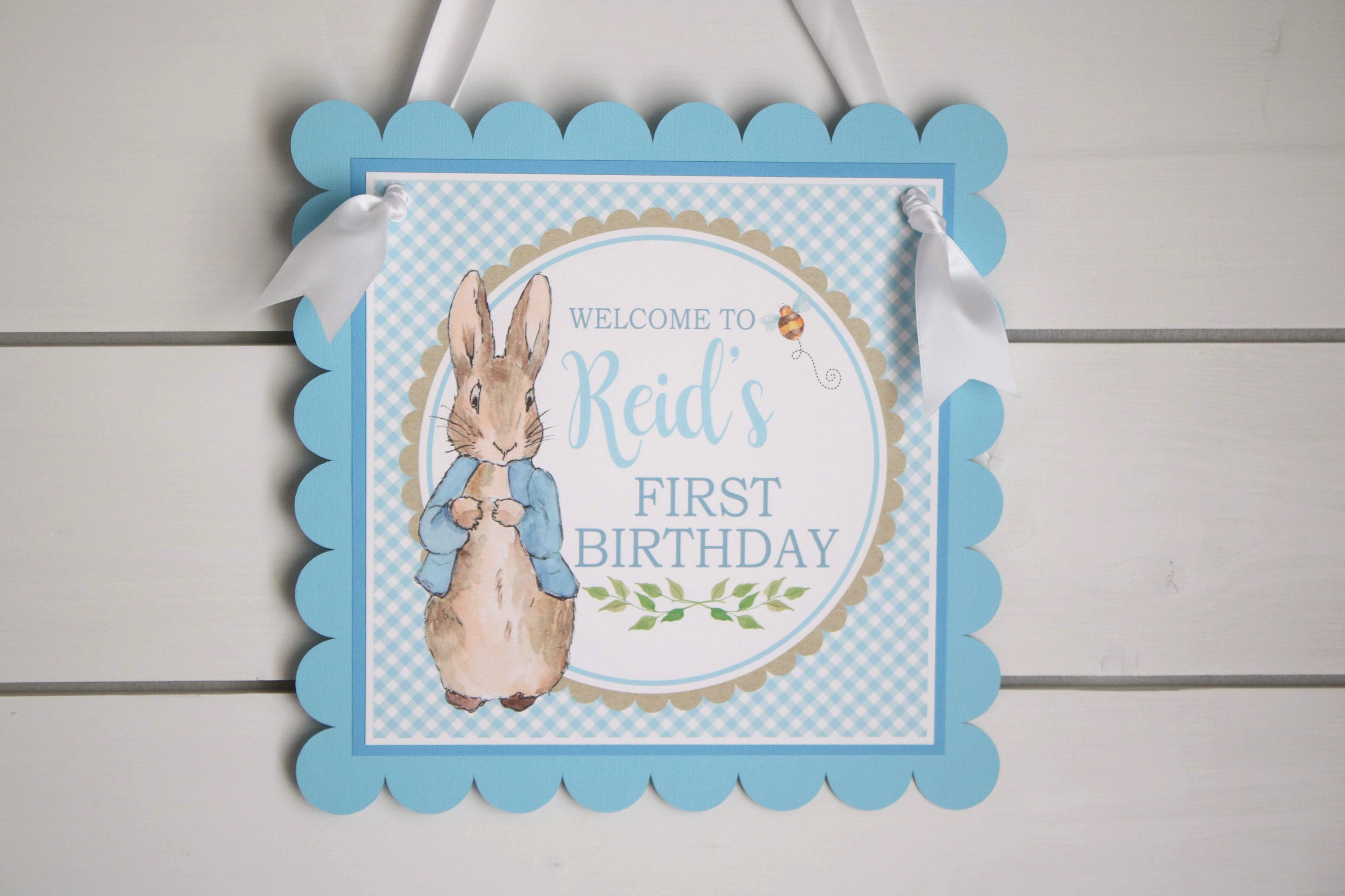 Peter Rabbit Birthday Welcome Door Sign - First Birthday Decorations ...