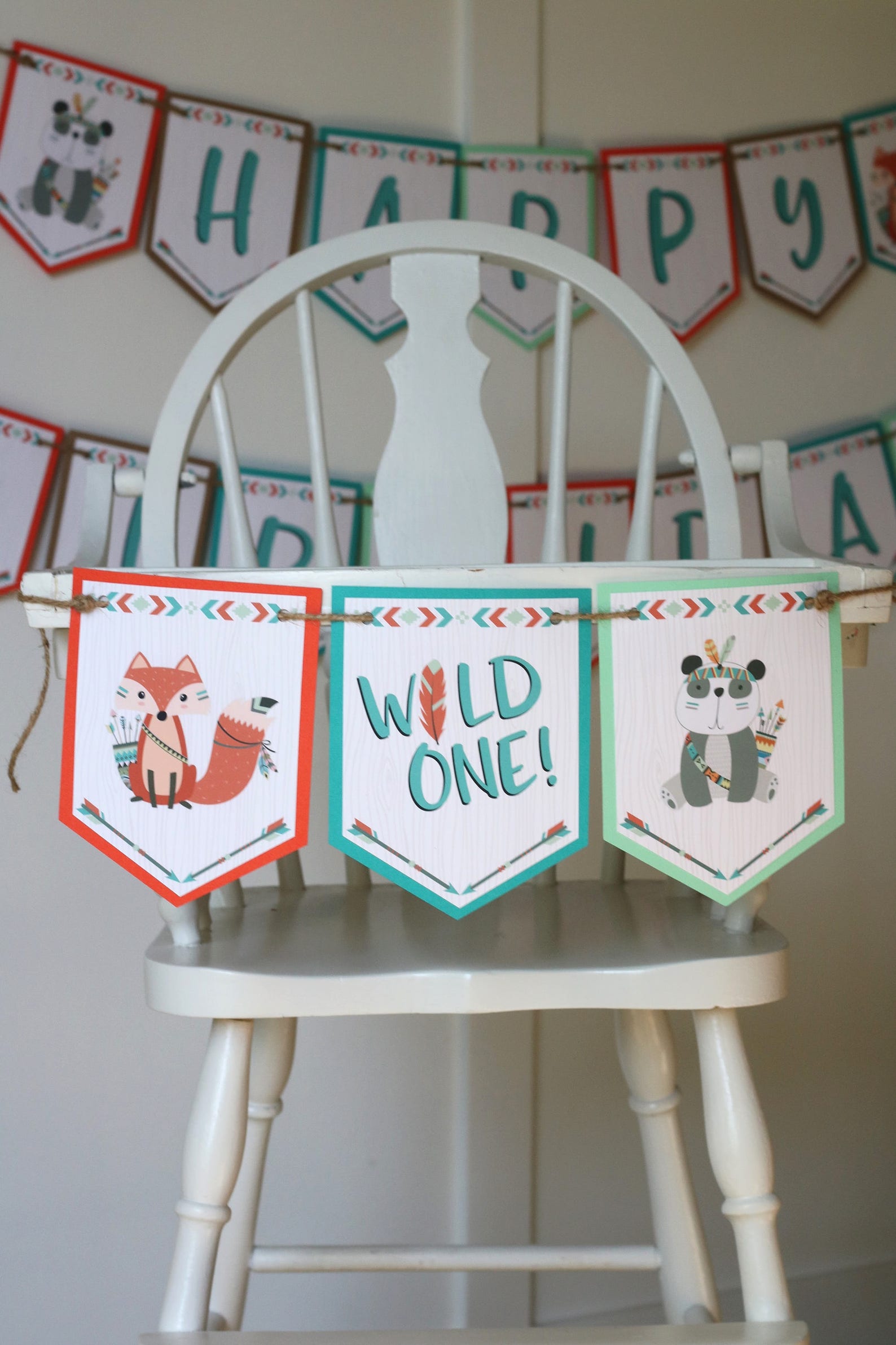 Tribal Animals Wild One High Chair Banner Woodland Animals - Etsy