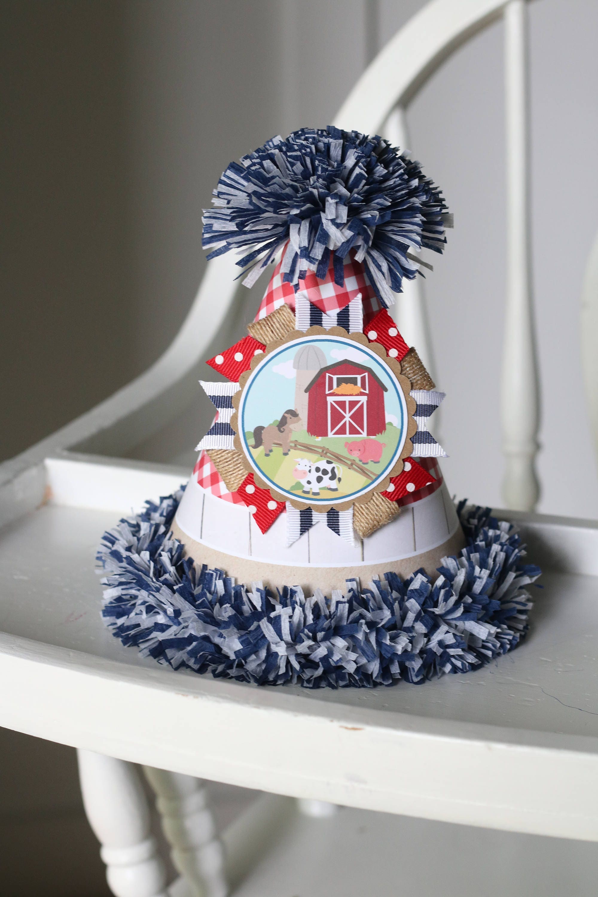 Farm Birthday Party Hat Boy - First Birthday Party Hat - Farm Barnyard ...