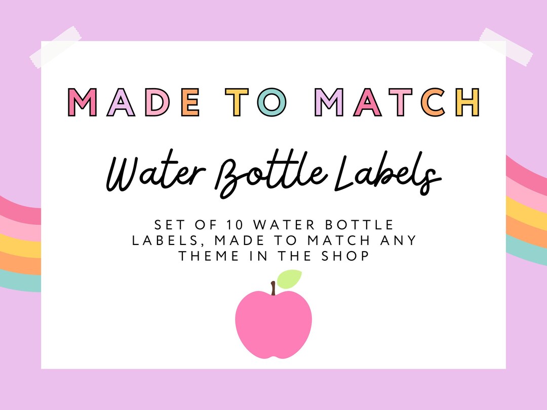 Made to Match - Water Bottle Labels, Set of 10 - Etsy
