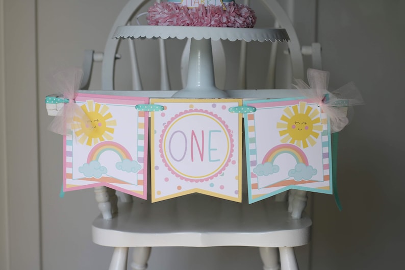 Rainbow Sunshine FIRST BIRTHDAY Package High Chair Banner | Etsy