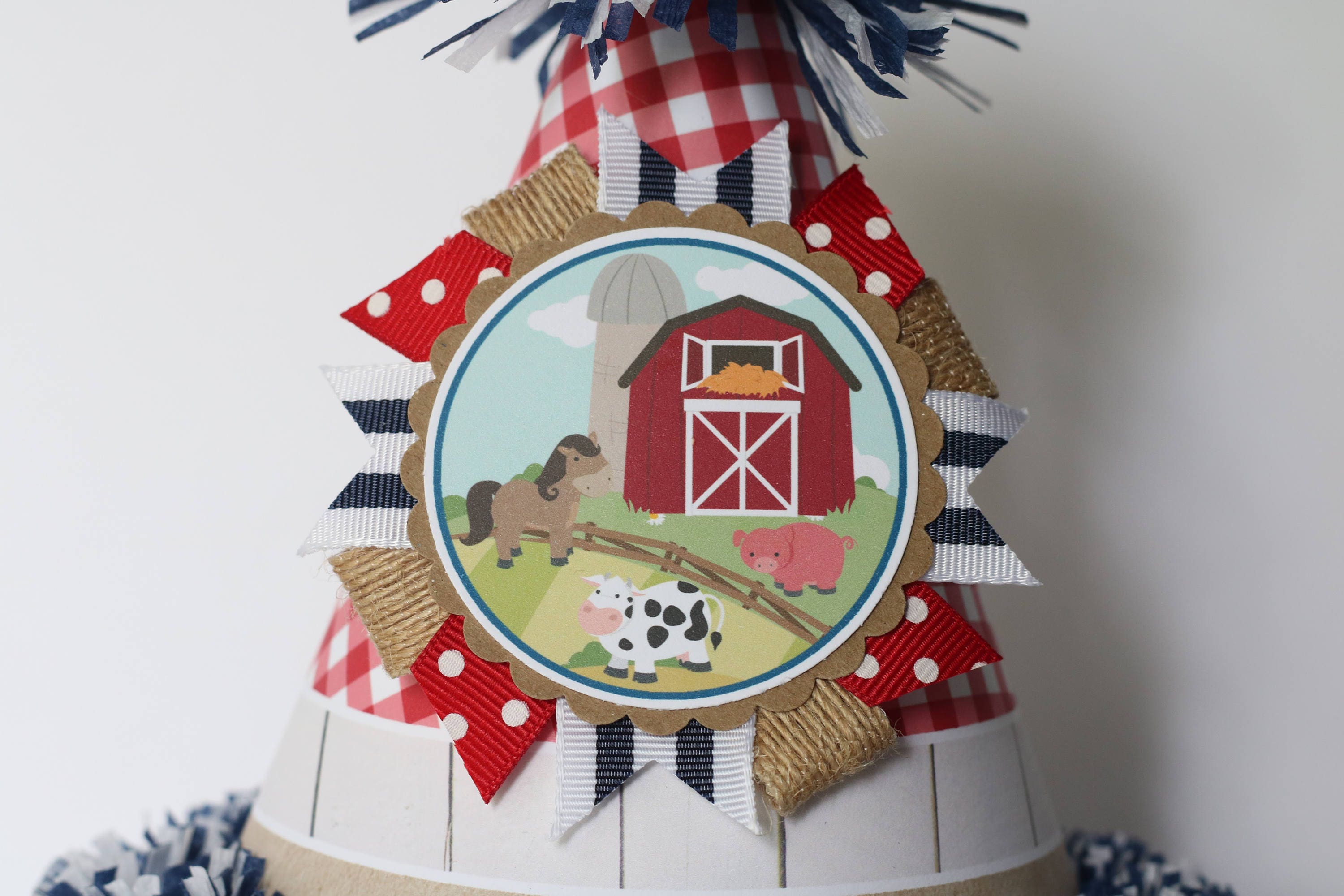 Farm Birthday Party Hat Boy - First Birthday Party Hat - Farm Barnyard ...
