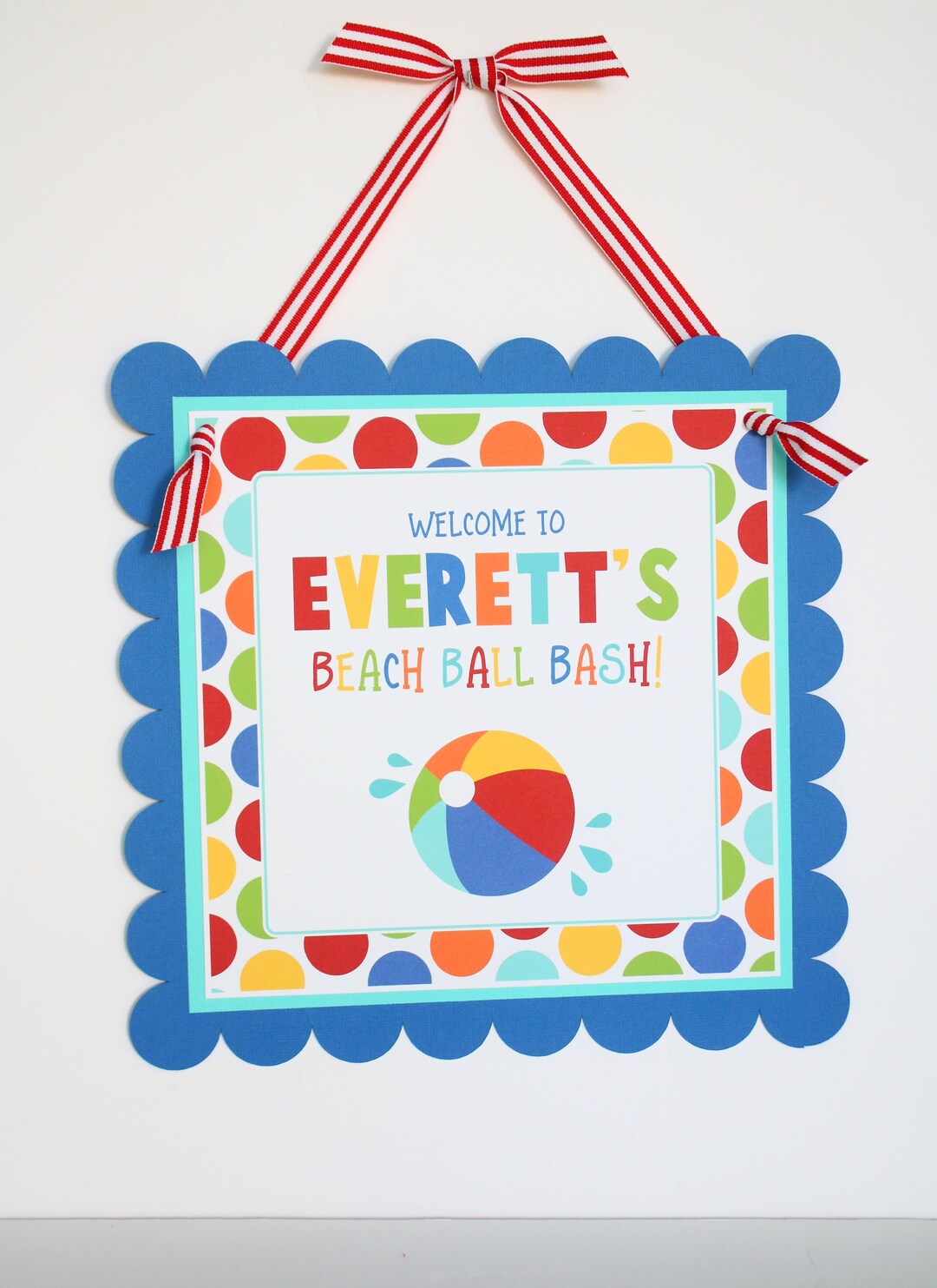 Beach Ball Birthday Welcome Door Sign - Pool Party Beach Ball Birthday ...