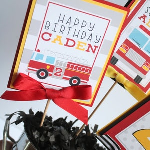 Firetruck Birthday Centerpiece Sticks, Firetruck Party Table ...