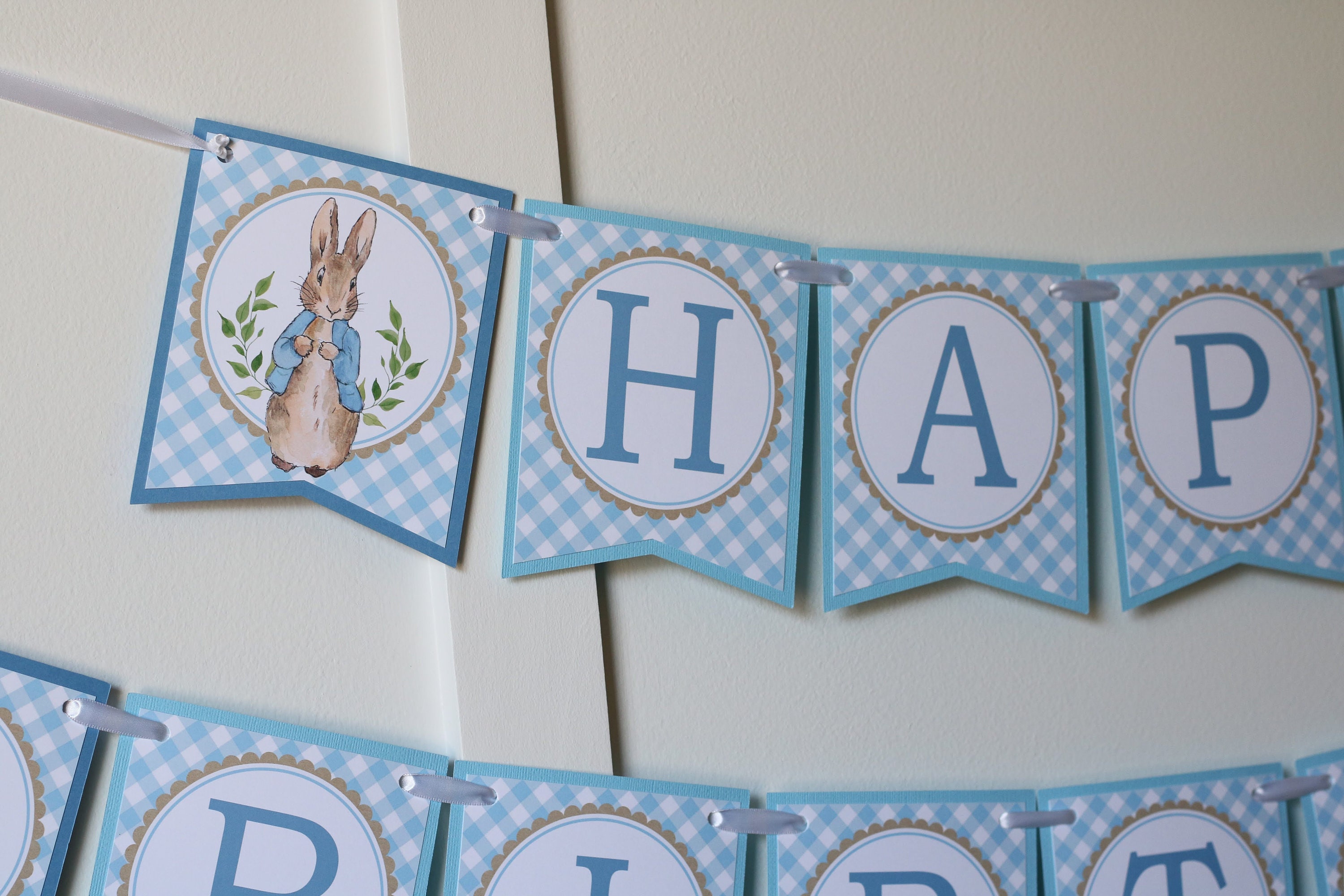 Peter Rabbit Birthday Banner - Little Bunny Birthday Decorations Fully ...