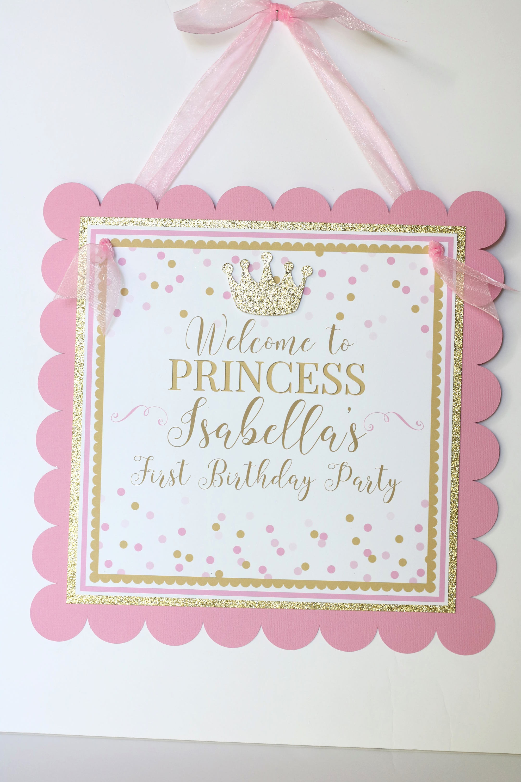 Princess Birthday Welcome Door Sign Pink & Gold Princess | Etsy