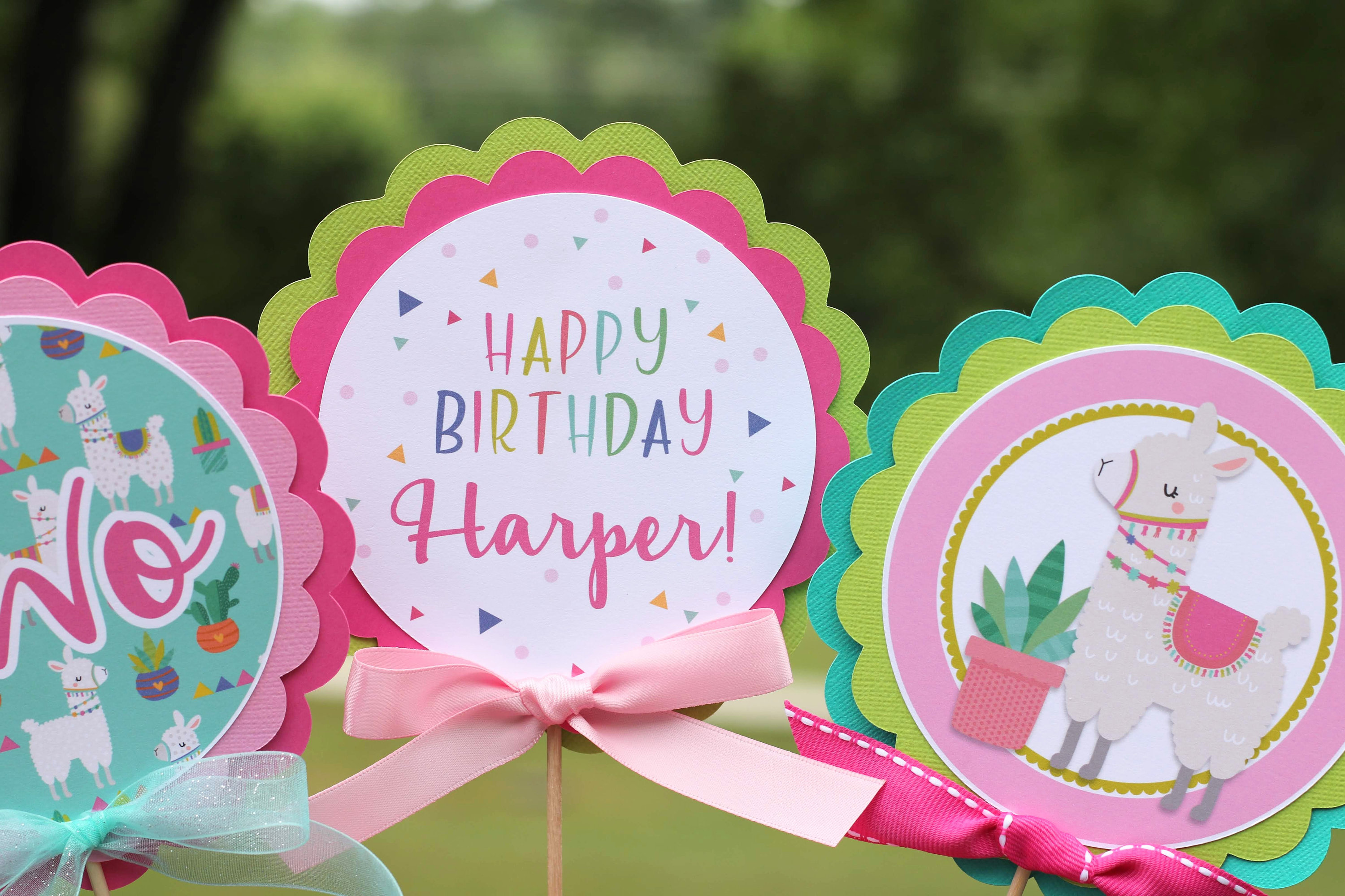 Llama Cactus Birthday Centerpiece Sticks Fiesta Llama Party | Etsy