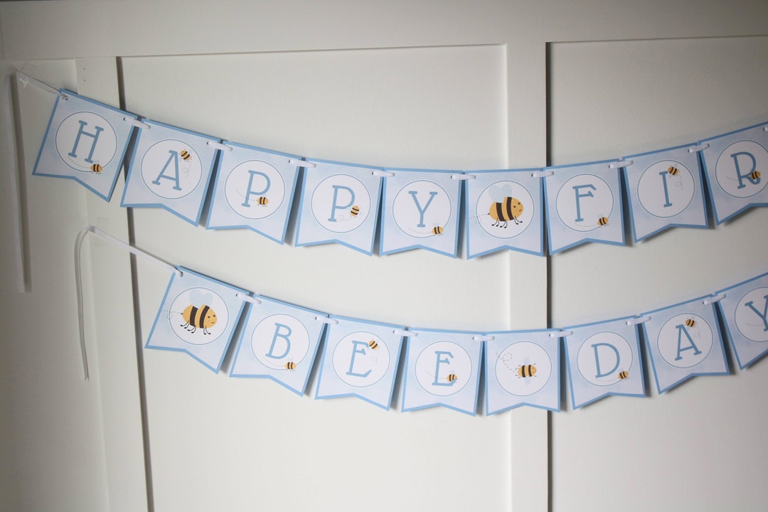 Bee Birthday Banner, Happy Bee-day Birthday Party Banner, Bumblebee ...