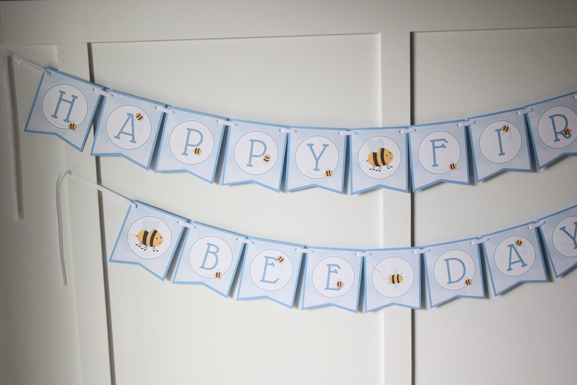 Bee Birthday Banner Happy Bee-day Birthday Party Banner | Etsy