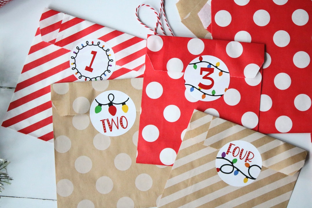 Advent Calendar, Countdown to Christmas, Advent Bags + Stickers, Advent ...