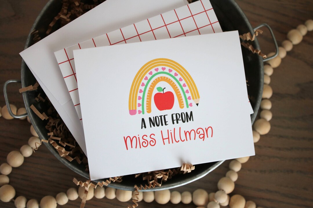 Personalized Teacher Notecards, Teacher Rainbow Stationery ...