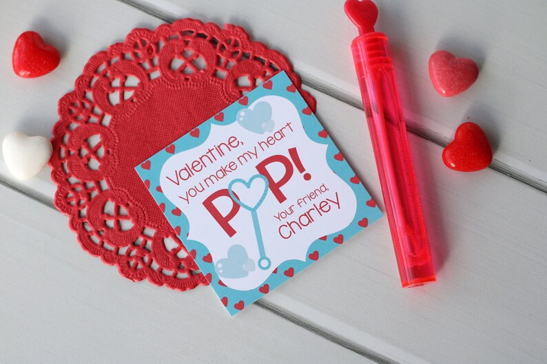 Bubble Valentine, Printable "you Make My Heart Pop!" Valentine ...
