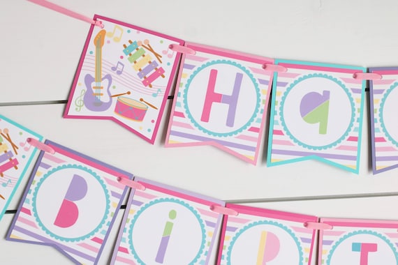 Music Birthday Banner Musical Instruments Birthday | Etsy