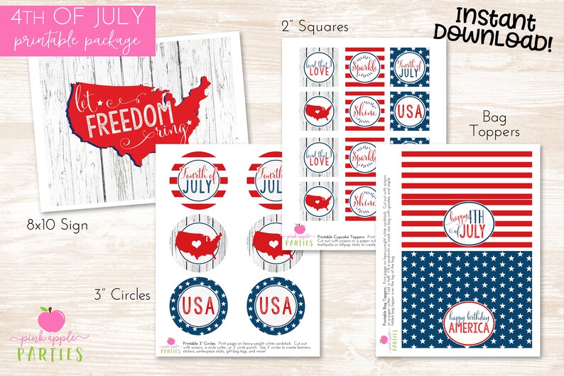 Fourth of July Printable Party Package 4th of July Patriotic - Etsy