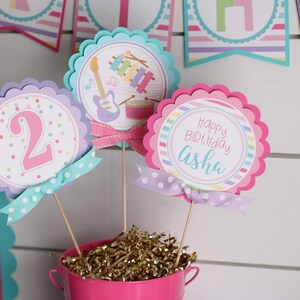 Music Birthday Centerpiece Sticks, Girly Musical Instruments Table ...